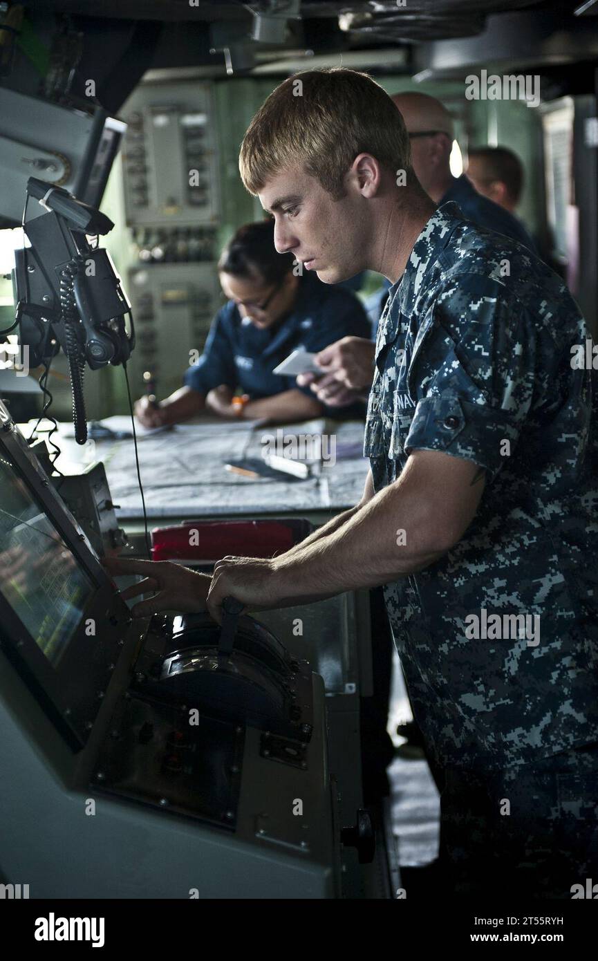 LHD 8, Makin Island, navigation, strait transit exercise Stock Photo ...