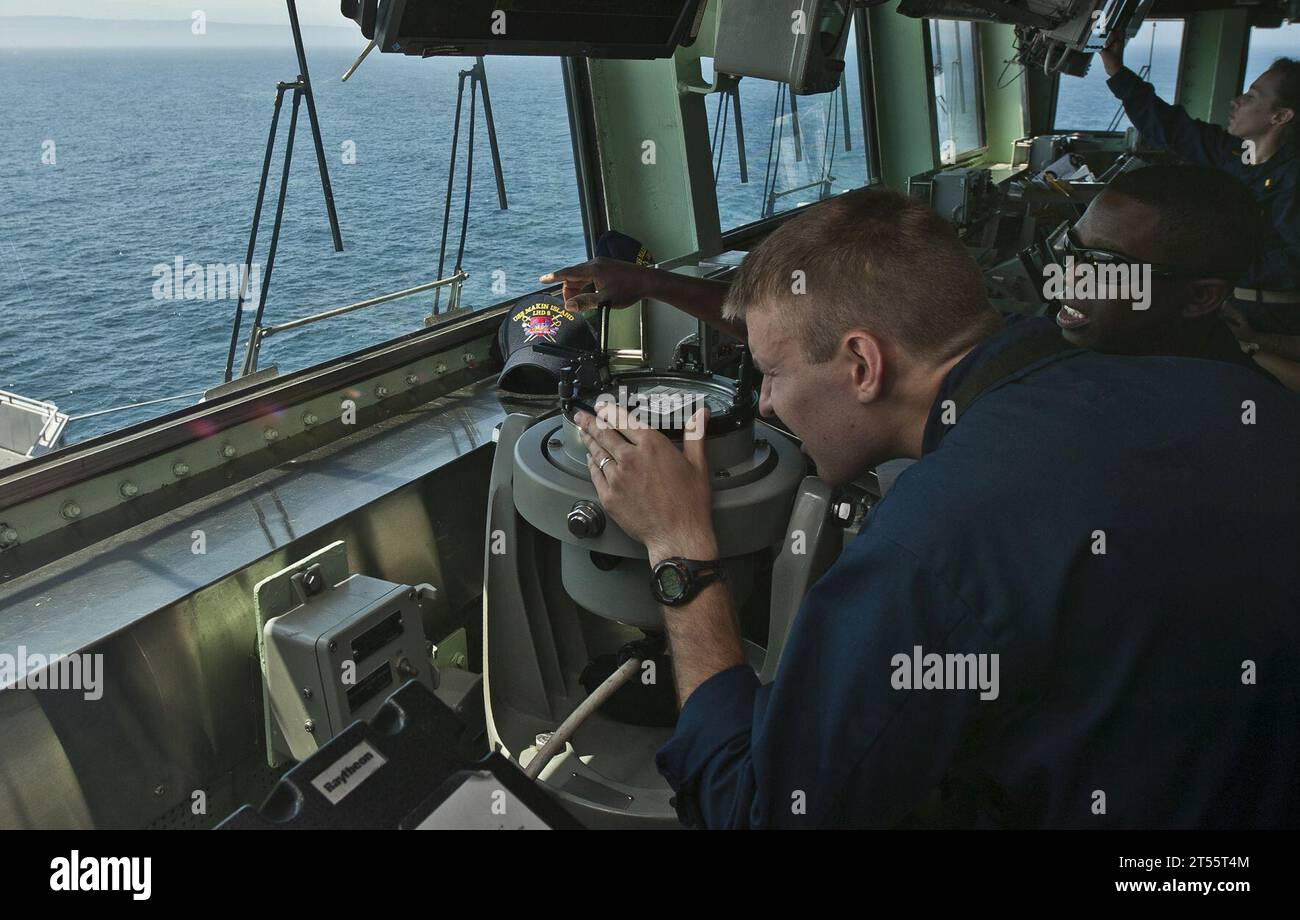 LHD 8, Makin Island, navigation, strait transit exercise Stock Photo ...