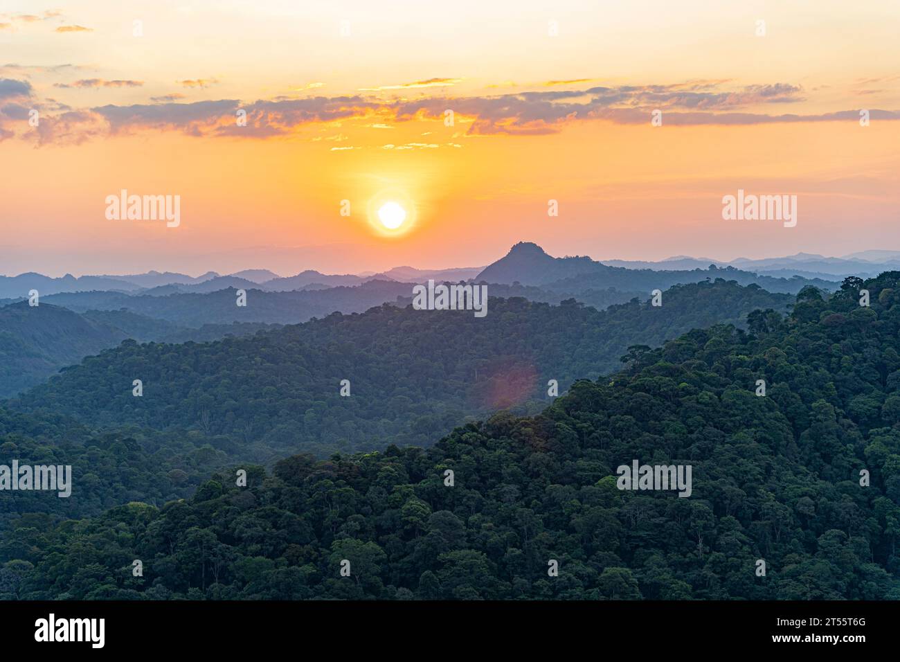 Sunset on Inselberg in the Tumuk Humak Pountains - Brazil Stock Photo ...