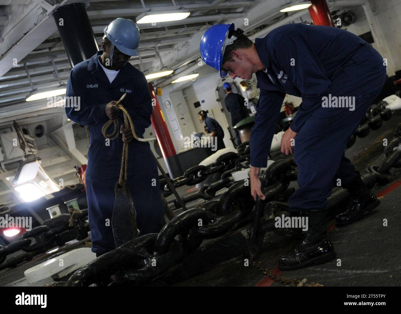 lock the anchor chain, Sailors Stock Photo - Alamy