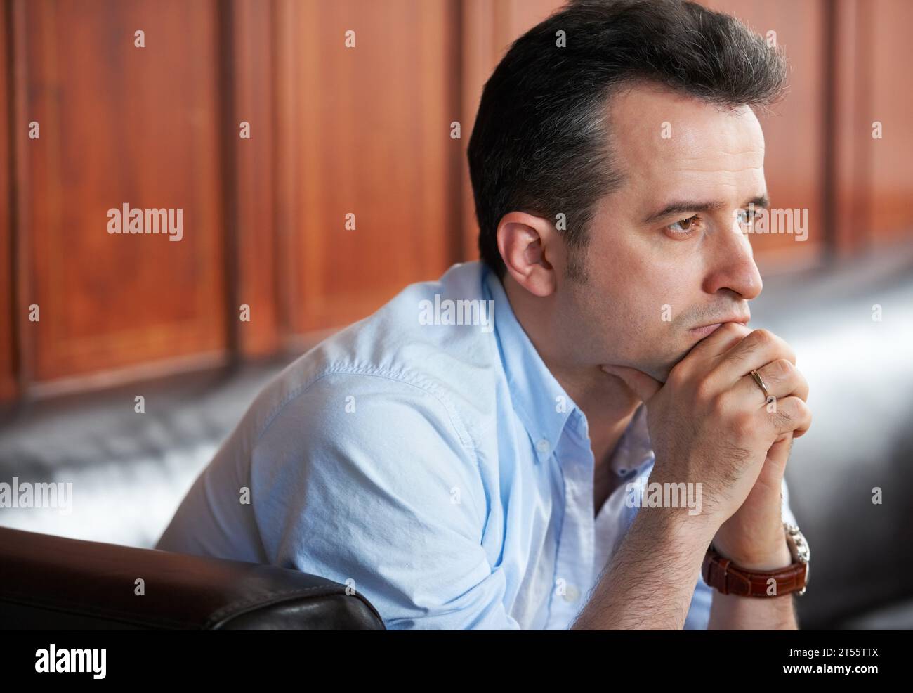 Mature man nervous waiting room hi-res stock photography and images - Alamy