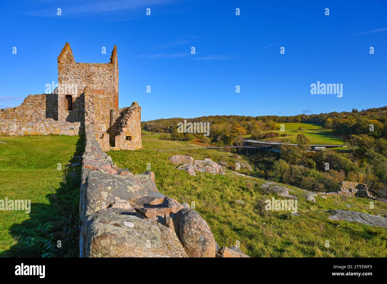 Vang, Denmark. 23rd Oct, 2023. The ruins of the medieval fortress ...