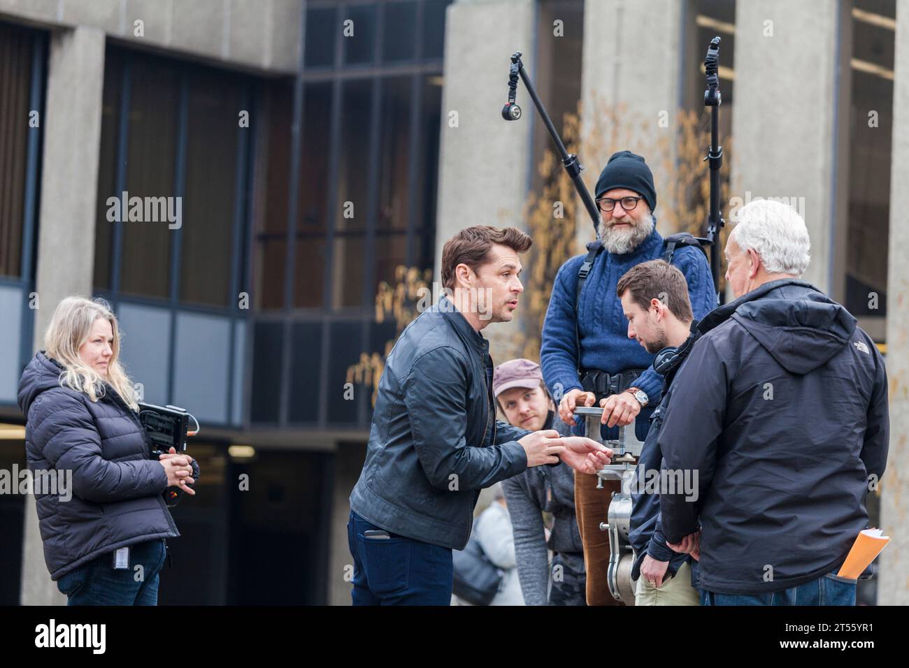 Actor, Kenny Doughty, during filming in Darlington, England, UK on the ...