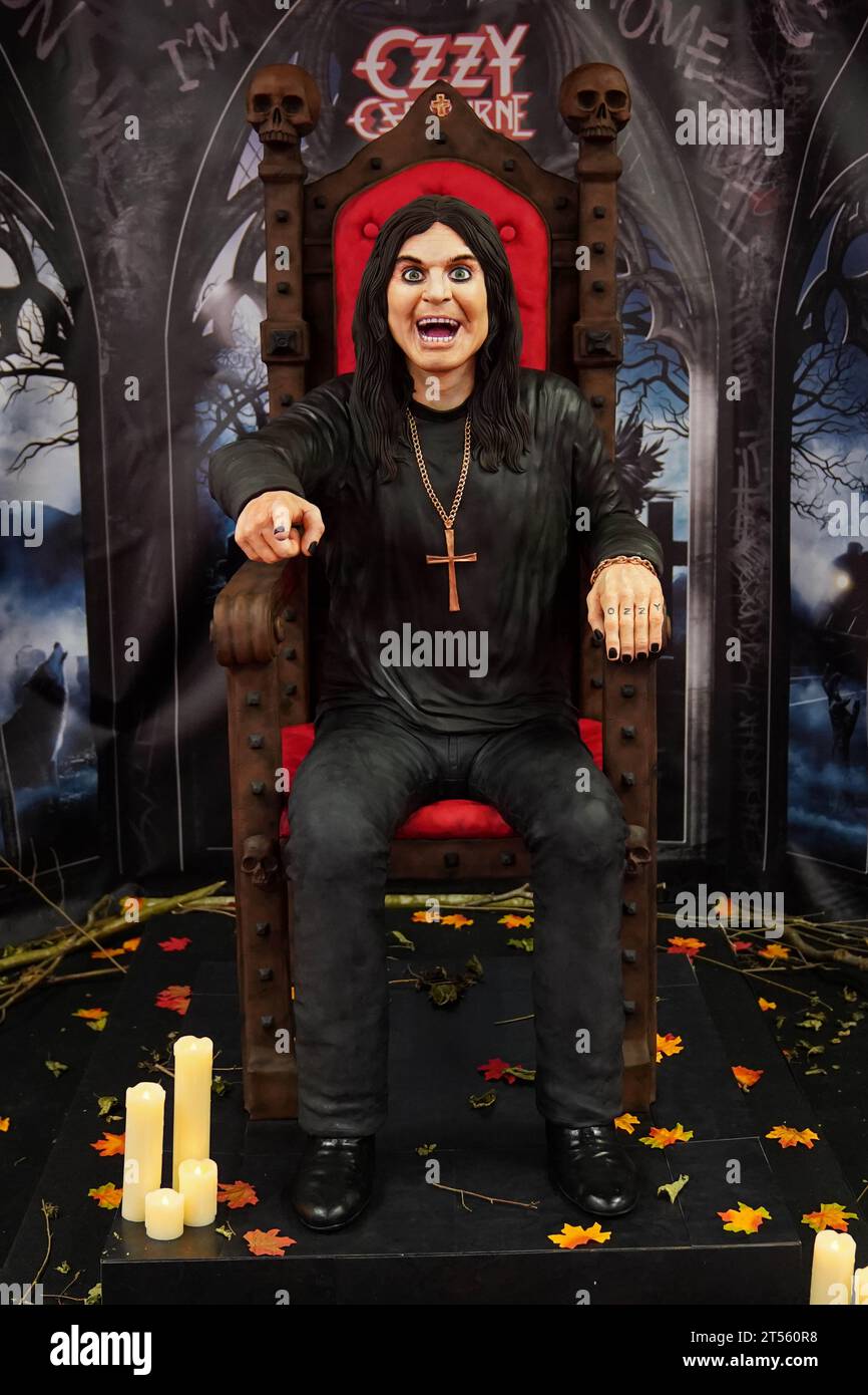 A lifesized model of rockstar Ozzy Osbourne, created by Jane Lashbrook ...