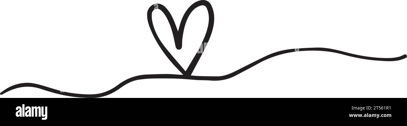 Hand drawn heart symbol divider border frame icon for love, romantic ...