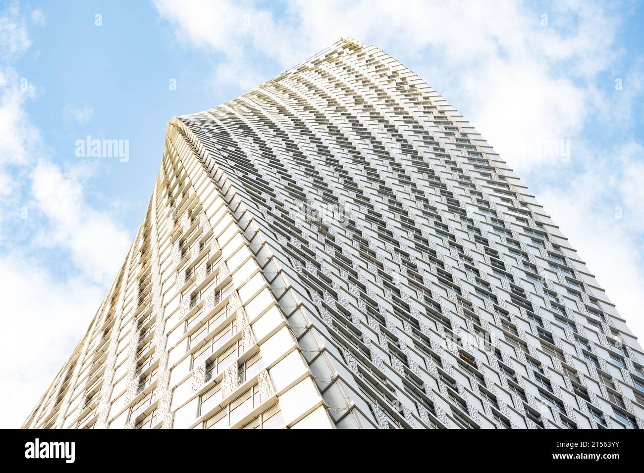 Close-up view of some modern skyscrapers and towers in Dubai Marina ...
