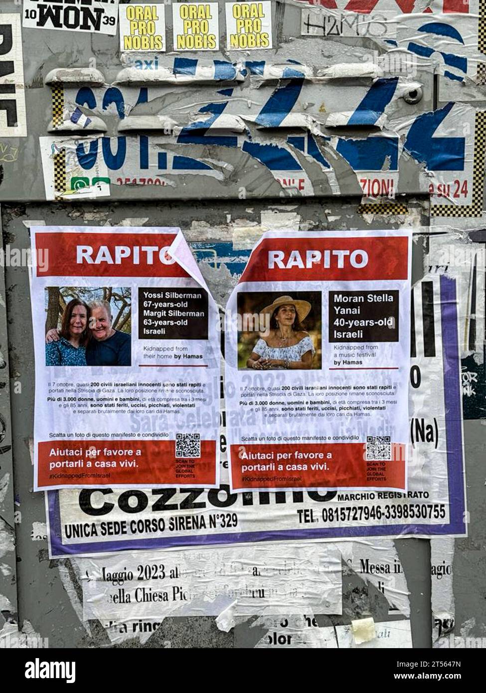 Hamas Hostage Flyers in Naples Leaflets on Hamas hostages in Naples ...