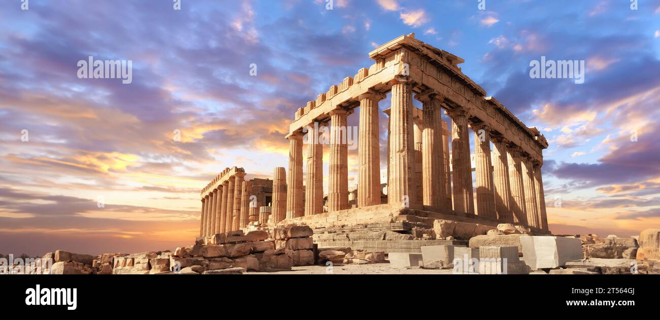 Parthenon on the Acropolis in Athens, Greece on a sunset Stock Photo ...