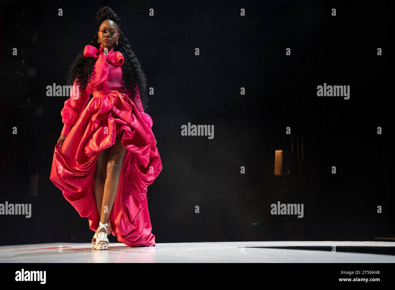 Johannesburg, South Africa. 2nd Nov, 2023. A model presents a creation ...