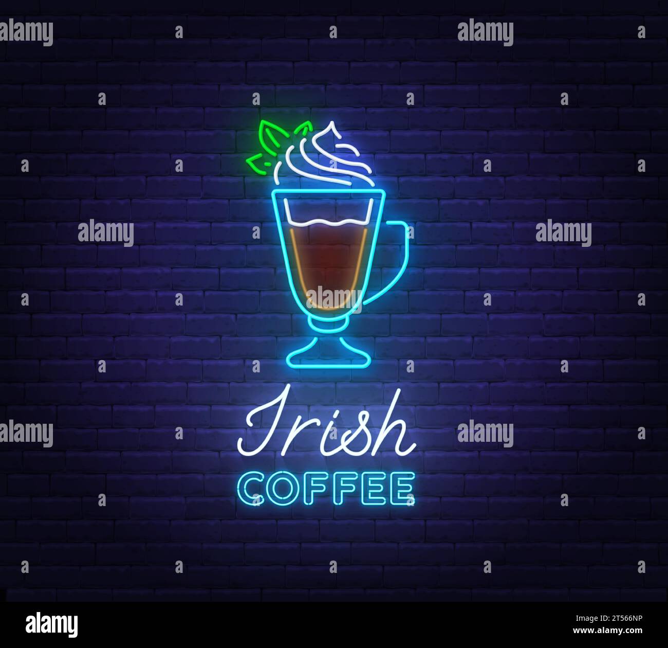 Neon irish coffee cocktail Stock Vector Images - Alamy