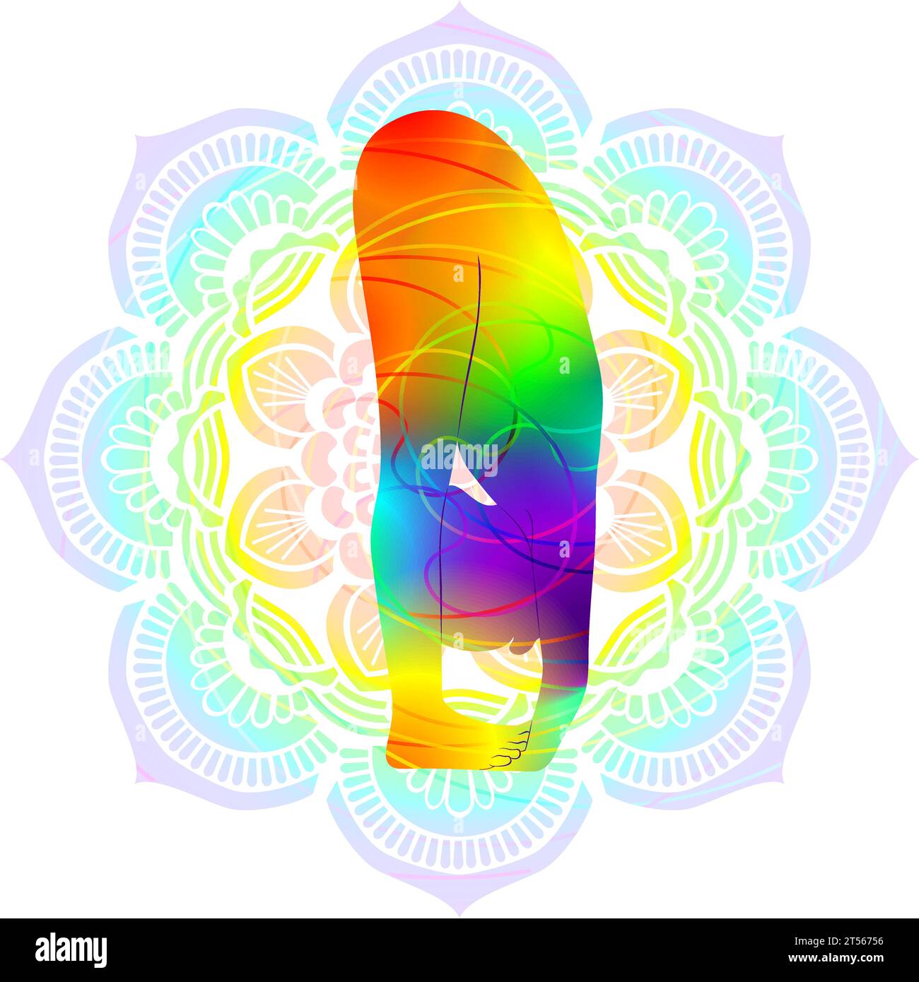 Colorful silhouette of Padahastasana. Gorilla pose or Hand to Foot pose ...