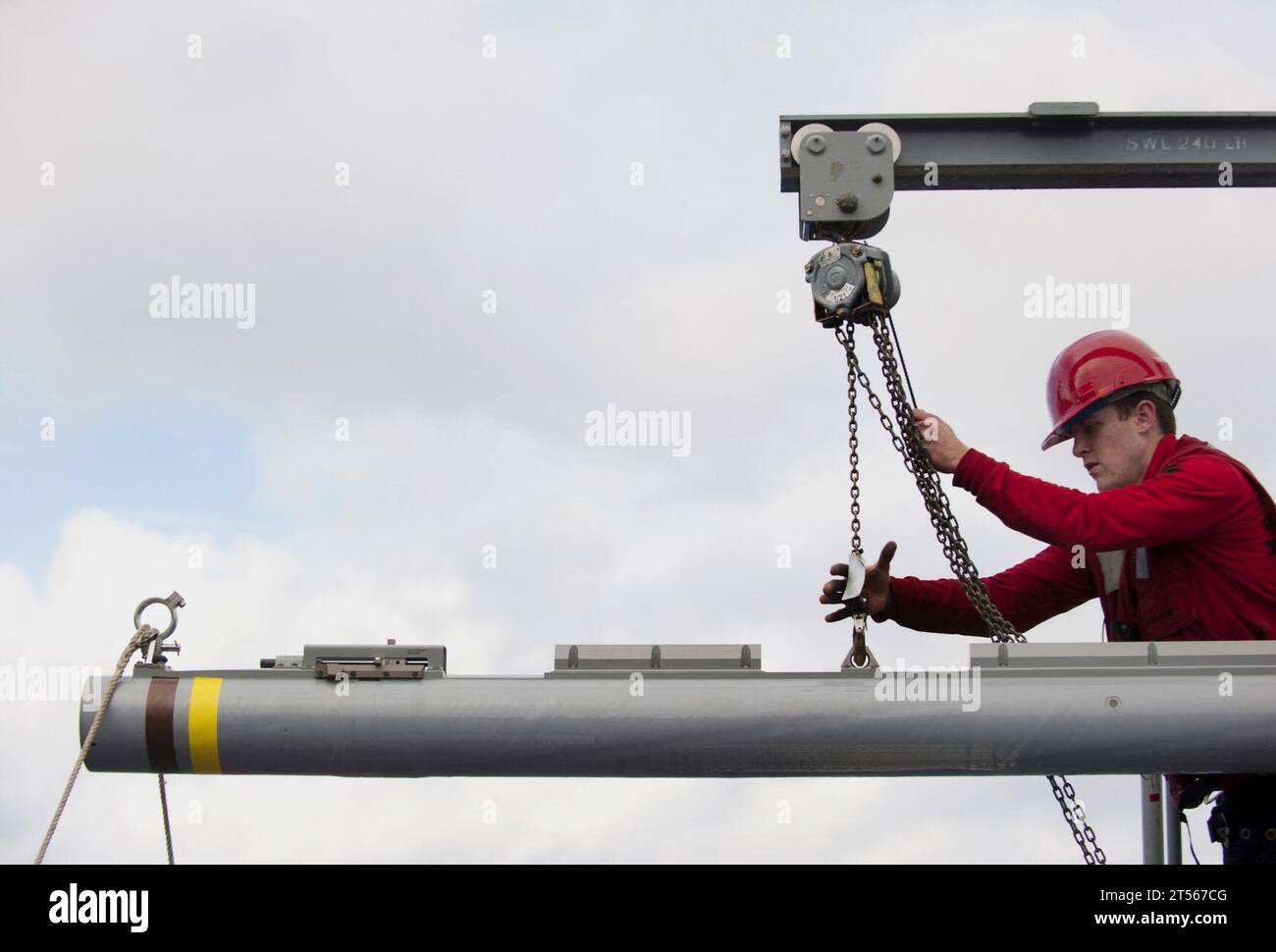 navy, people, RIM-116 Rolling Airframe Missile into a launcher aboard ...