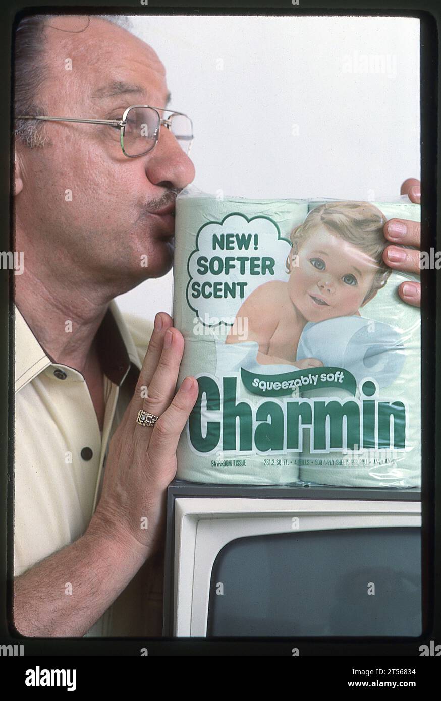 Character actor Dick Wilson, known for playing Mr. Whipple, kisses a ...