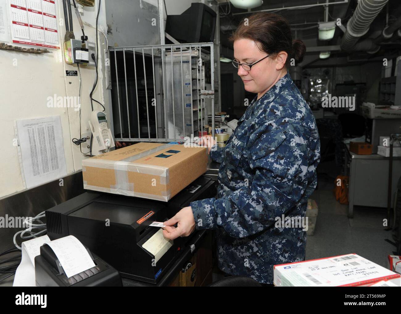 Pacific Ocean, post office, ship interior Sailors, supply inventory, U ...