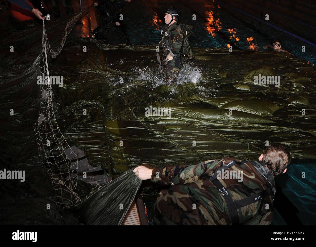 parachute egress course, parachute harness, Sailors, Special warfare ...