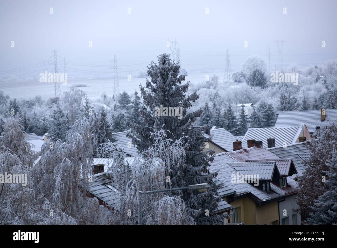 Winter panorama of a suburban housing estate Stock Photo - Alamy