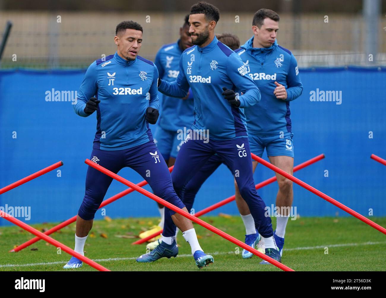 Rangers' James Tavernier, Connor Goldson and Ryan Jack during a ...