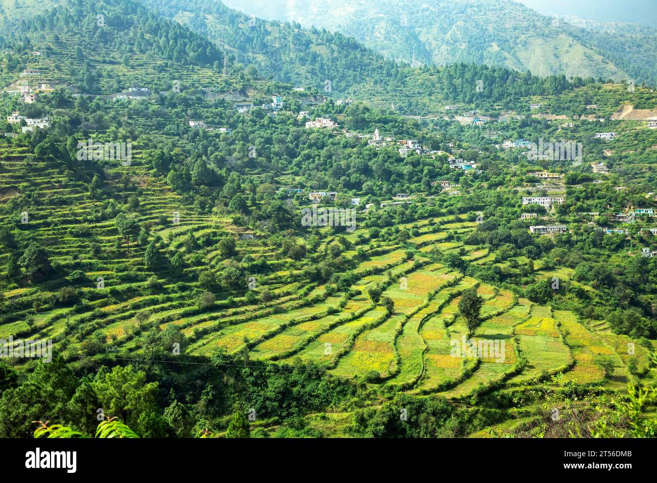 Hill station view in Mussoorie Saklana range, Utarakhand, India Stock ...