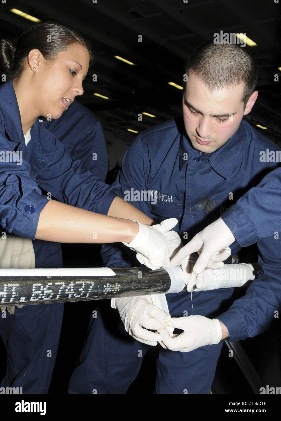 pipe patching, Sailors, training, U.S. Navy, USS George H.W. Bush (CVN ...