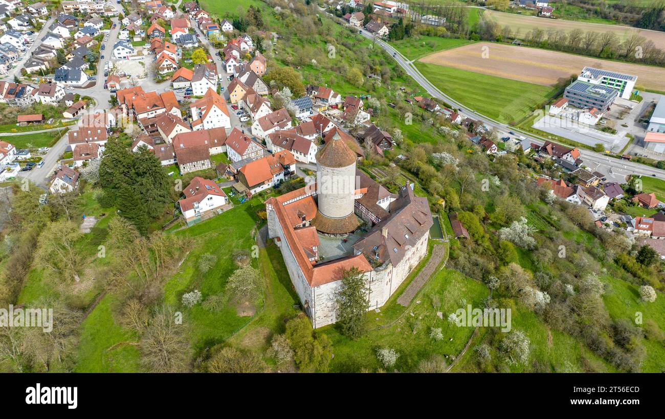 Aerial view of Reichenberg Castle, Oppenweiler, Swabian Franconian ...