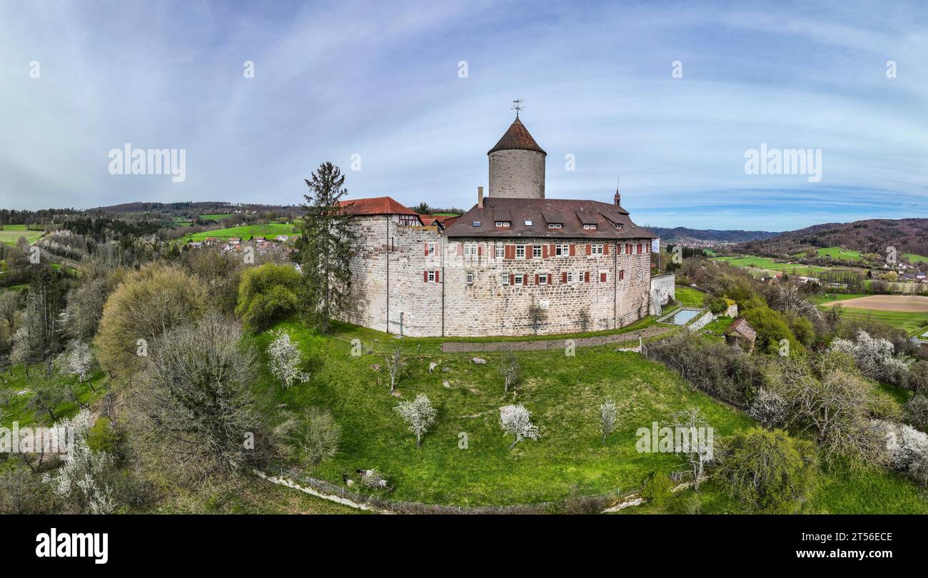 Aerial view of Reichenberg Castle, Oppenweiler, Swabian Franconian ...