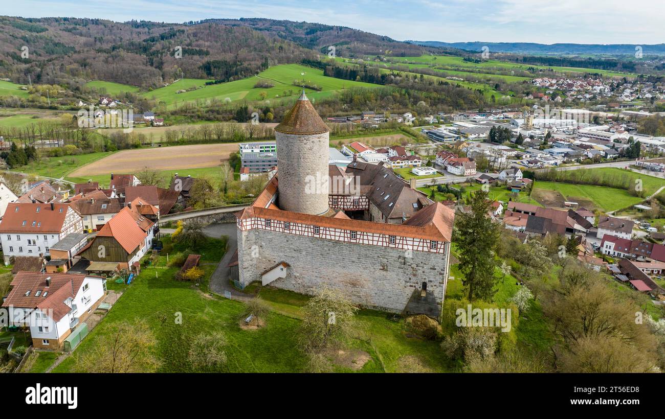 Aerial view of Reichenberg Castle, Oppenweiler, Swabian Franconian ...