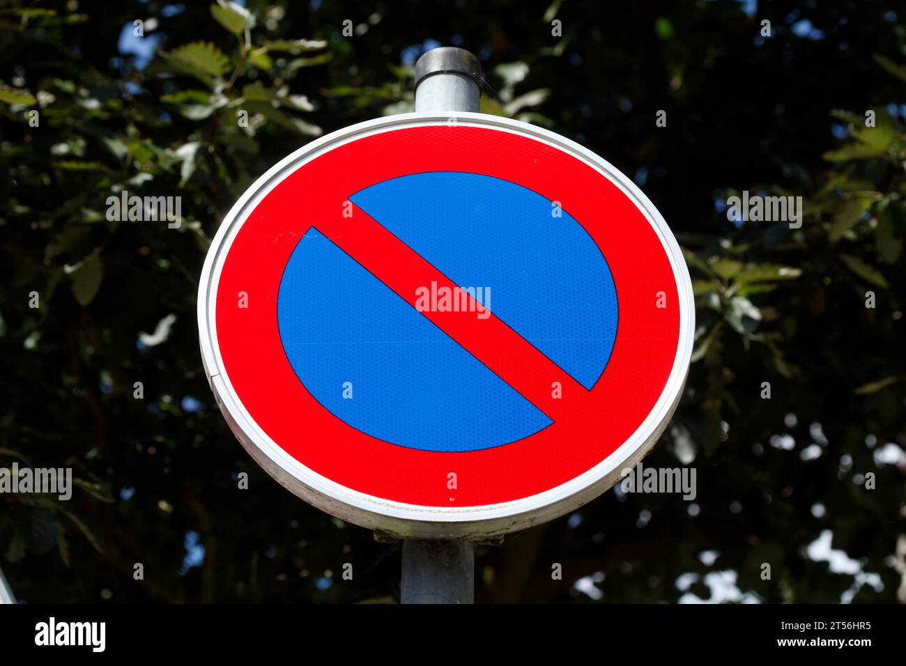 Traffic sign restricted no stopping, Germany Stock Photo - Alamy