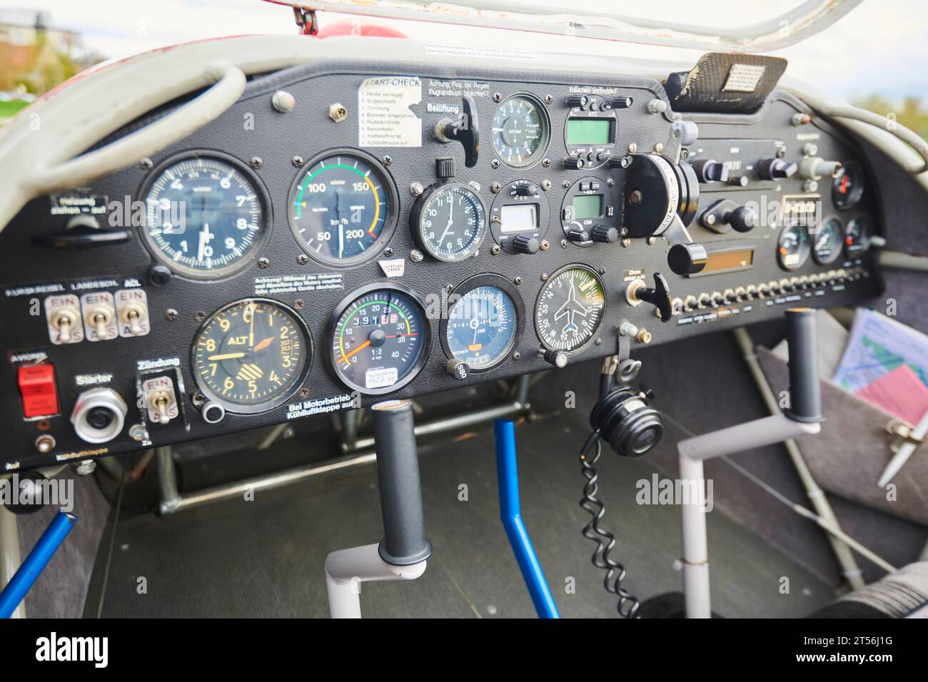 Cockpit of a lightweight aircraft on an airfield in Neumarkt in der ...