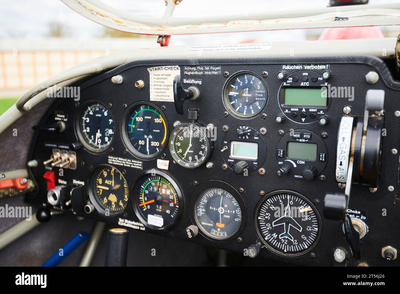 Cockpit of a lightweight aircraft on an airfield in Neumarkt in der ...