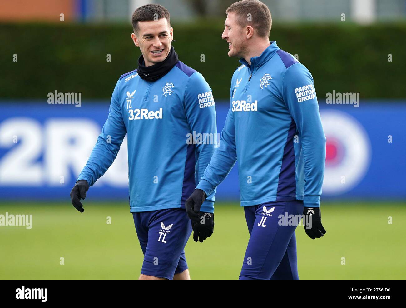 Rangers' Tom Lawrence and John Lundstram during a training session at ...