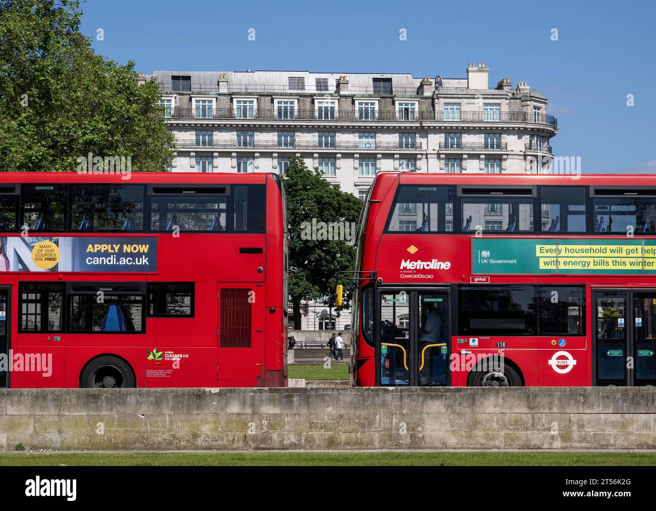 Double decker buses, Marble Arch, London, England, United Kingdom Stock ...