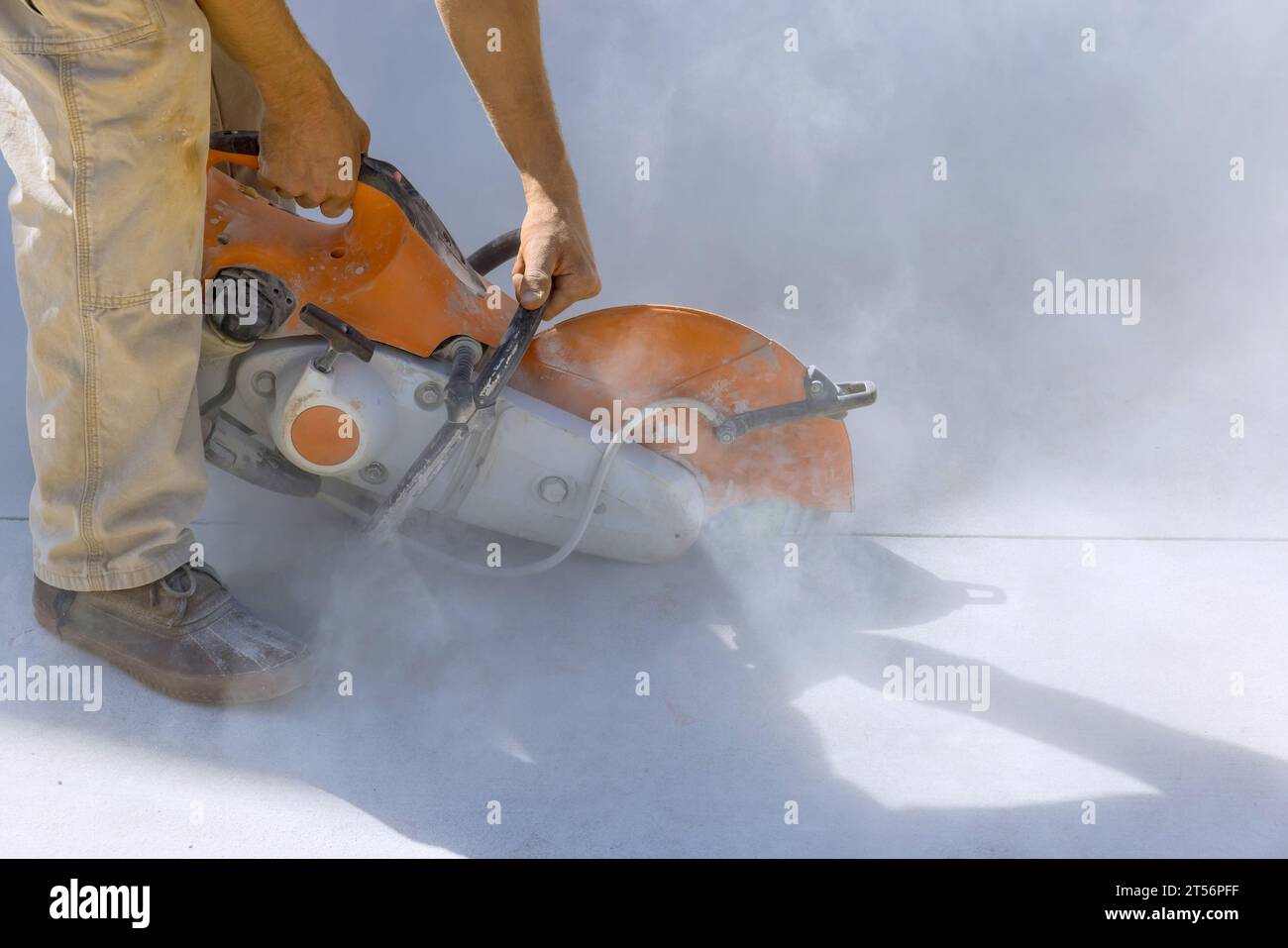 Expert Construction Worker Employing Diamond Blade Saw for Concrete ...