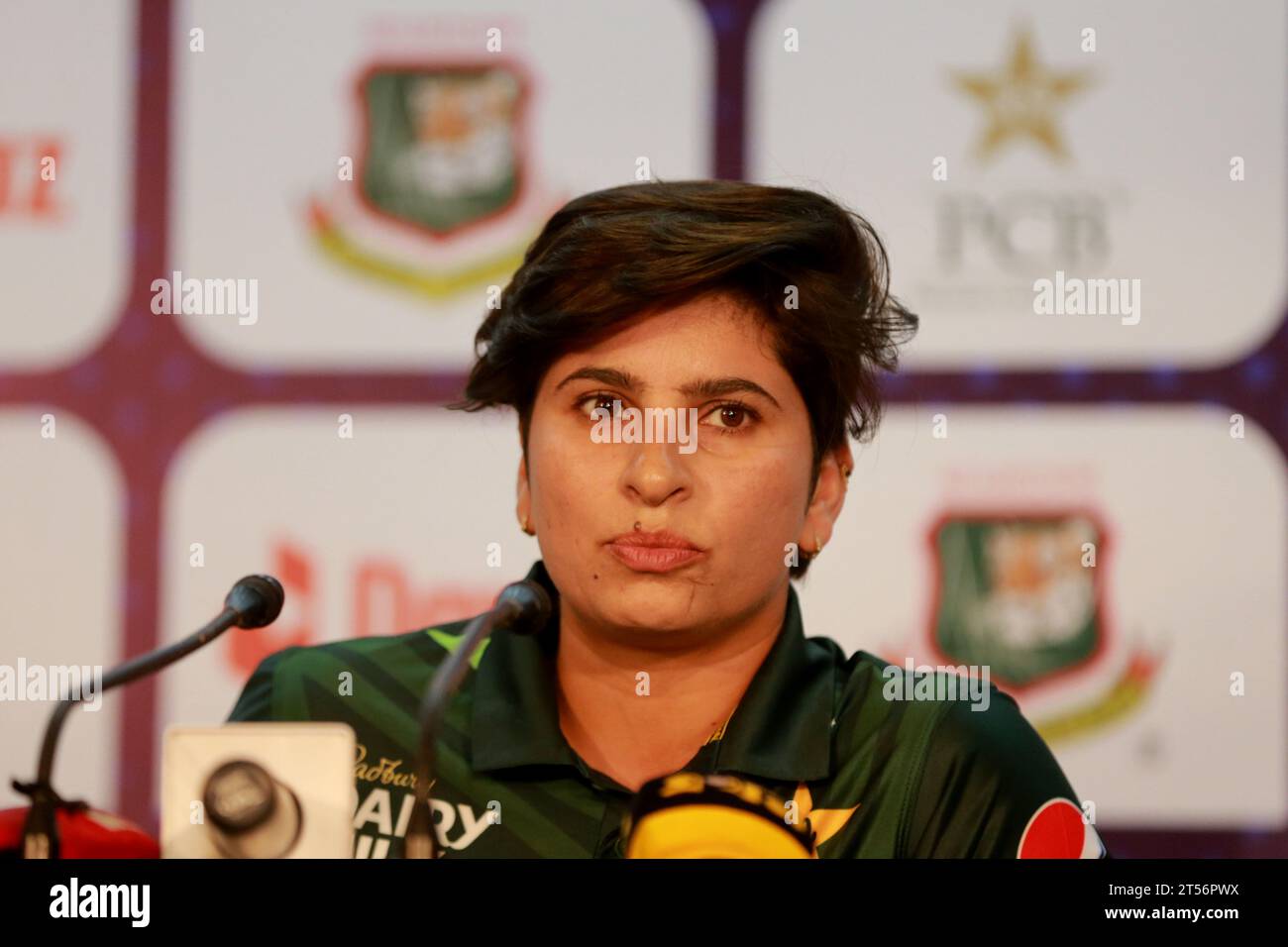 Pakistan Women Cricket Team Captain Nida Dar attends a pre-match press ...