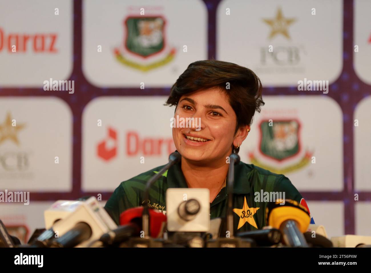 Pakistan Women Cricket Team Captain Nida Dar attends a pre-match press ...