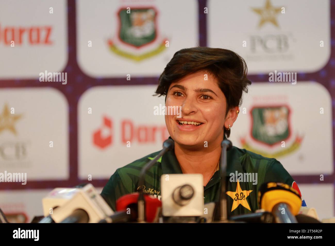 Pakistan Women Cricket Team Captain Nida Dar attends a pre-match press ...