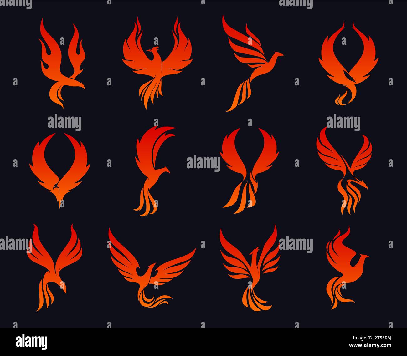 Firebird Logo Tattoos Phoenix Bird Icon, Fire Eagle Emblem Or Flying