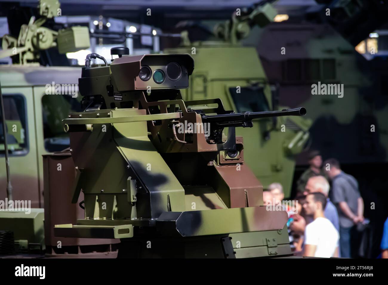 Armored combat vehicle painted in camouflage colors, armed with lethal ...