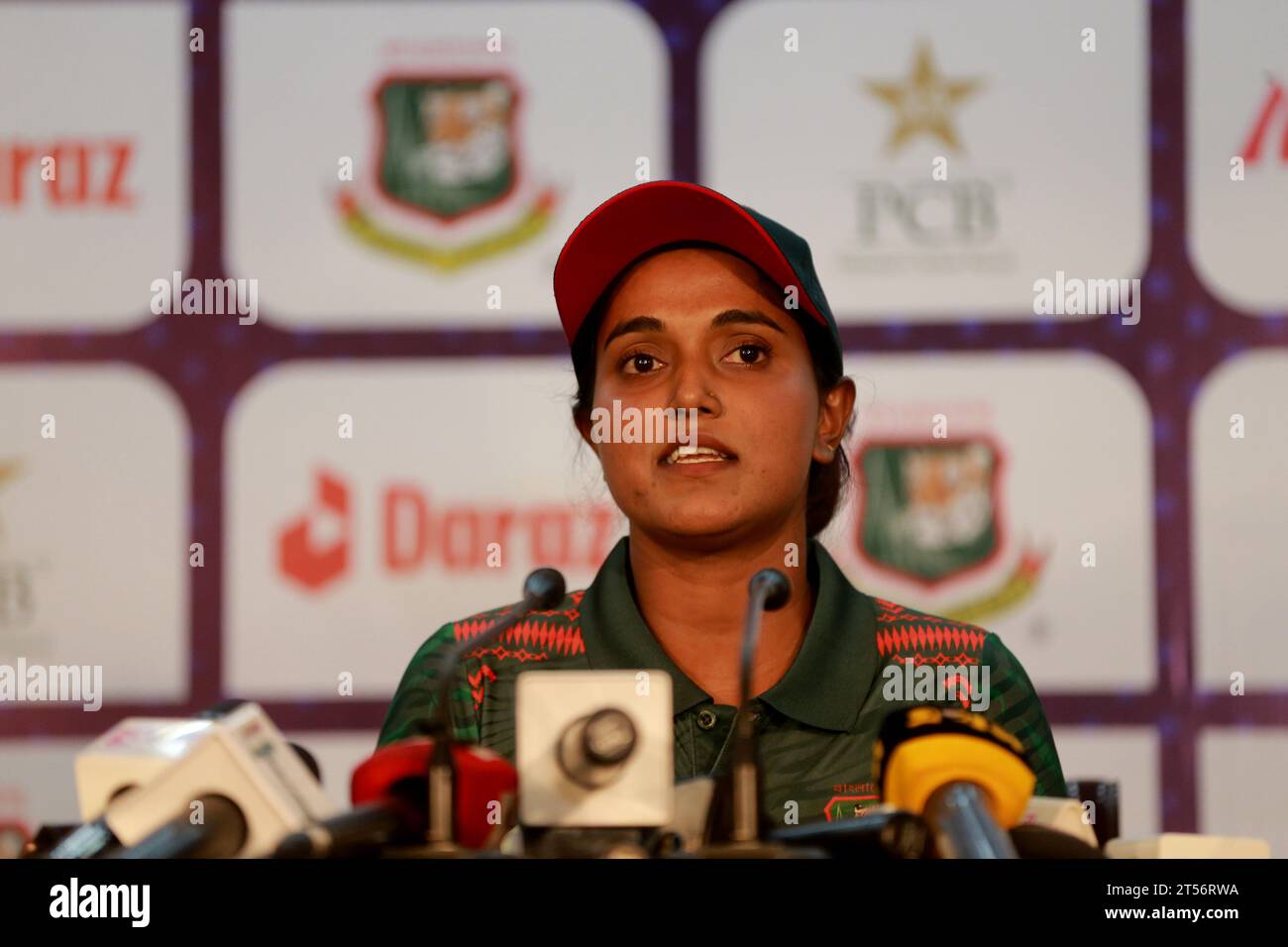 Bangladesh Women Cricket Team Captain Nigar Sultana Joty attends a pre-match press conference at ...