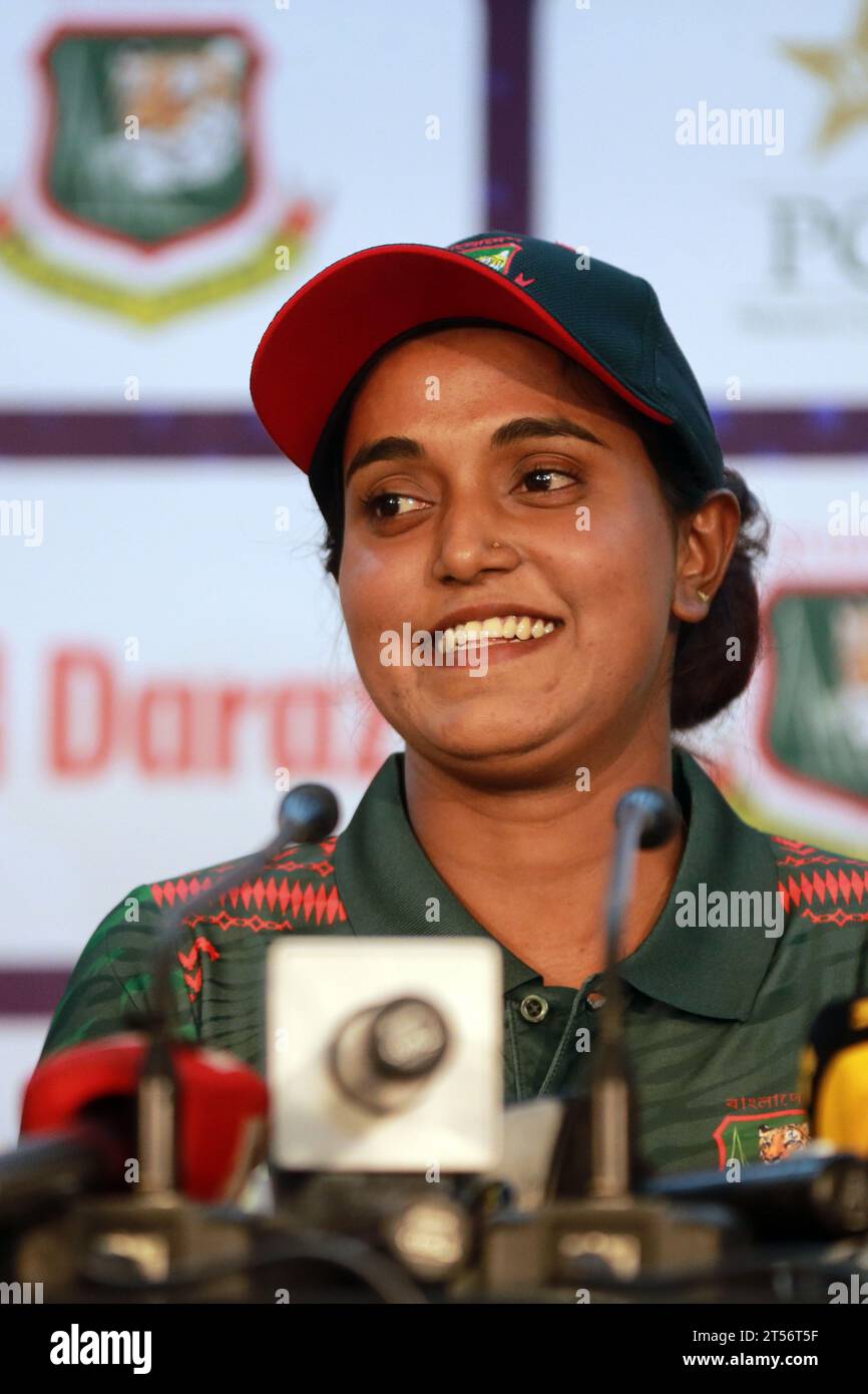 Bangladesh Women Cricket Team Captain Nigar Sultana Joty attends a pre-match press conference at ...
