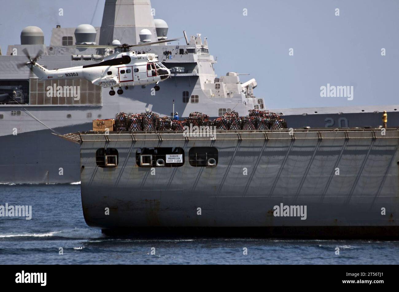) vertical replenishment, amphibious transport dock ship, AS-332 Super Puma, Boxer Amphibious ...