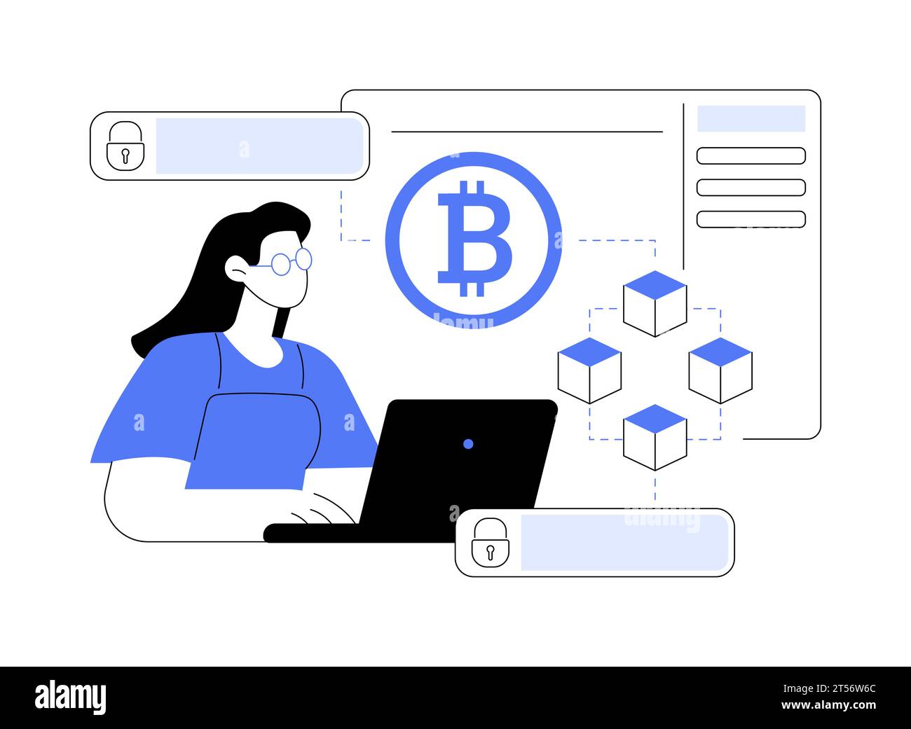 Blockchain tech architect isolated cartoon vector illustrations Stock ...