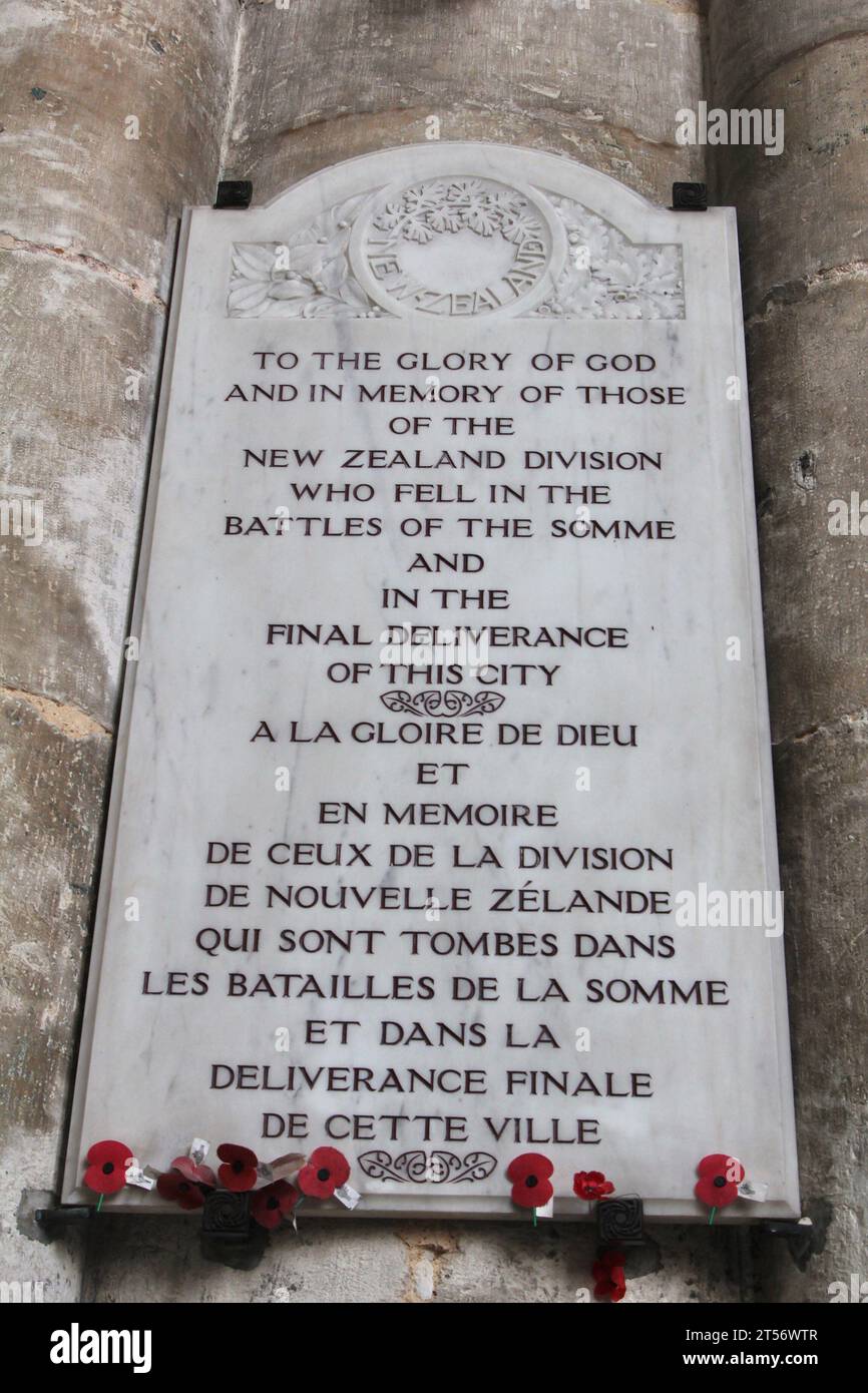 Amiens cathedral, France, where amongst the commemorative tablets to ...