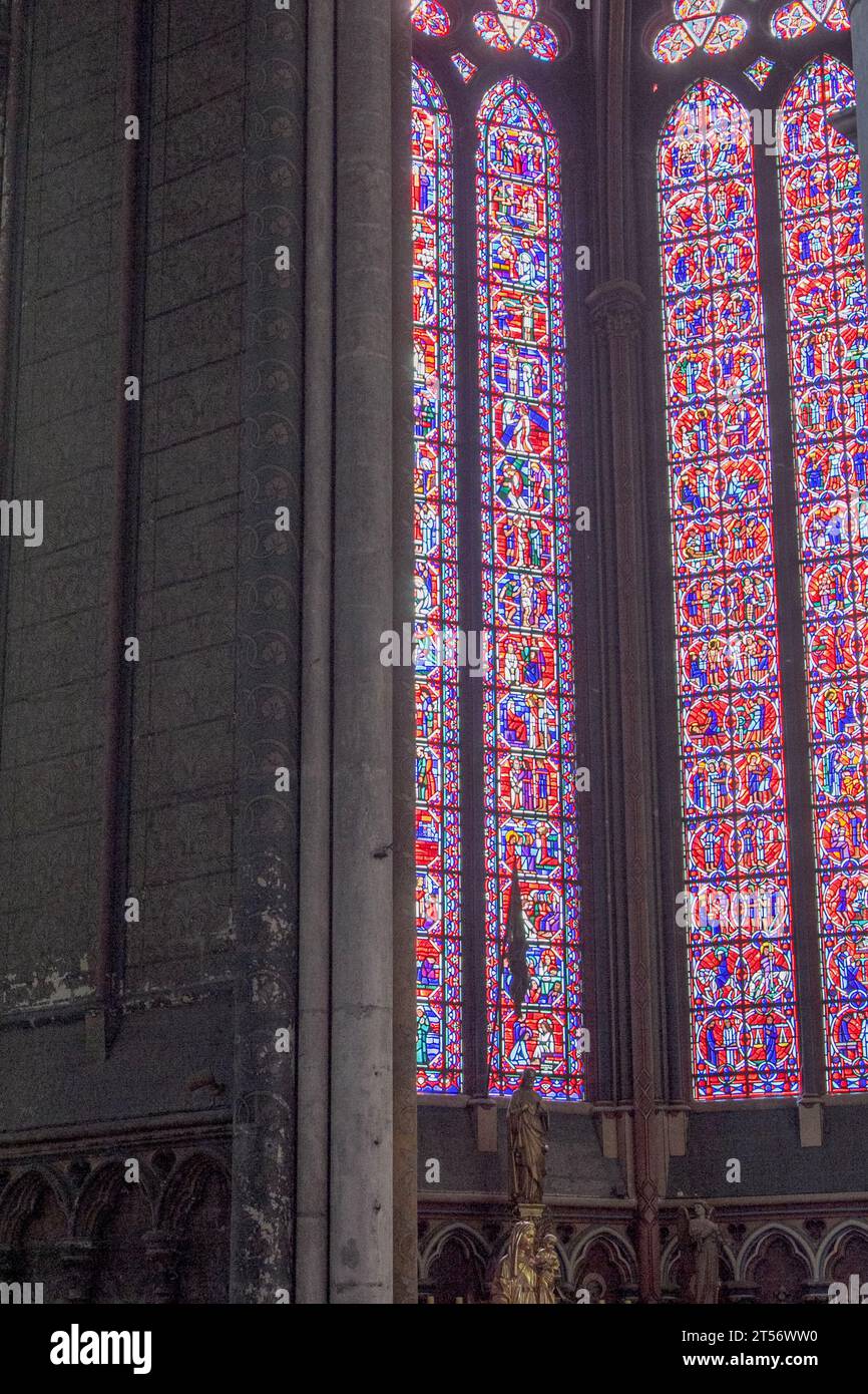 Amiens, France: stained glass by Jean Gaudin (1933) in the Sacred Heart ...