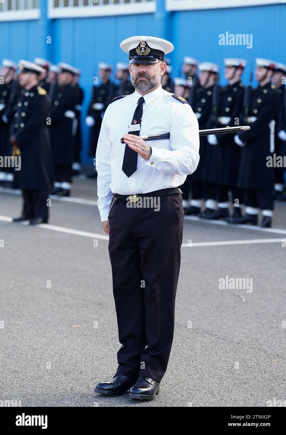 WO1 Darren 'Eddie' Wearing as ratings and officers from the Royal Navy ...