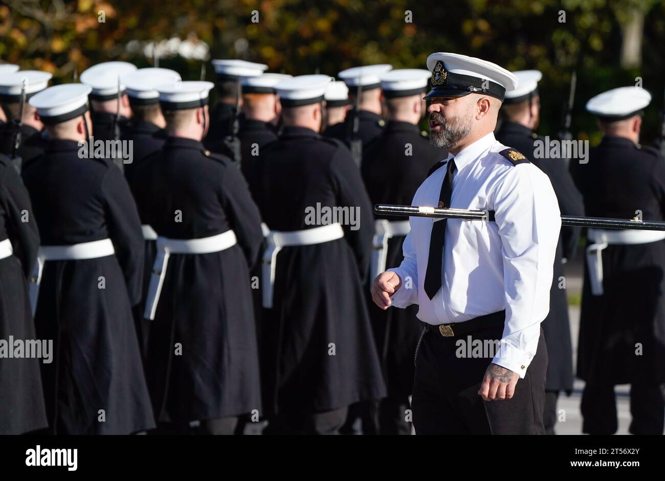 WO1 Darren 'Eddie' Wearing as ratings and officers from the Royal Navy ...