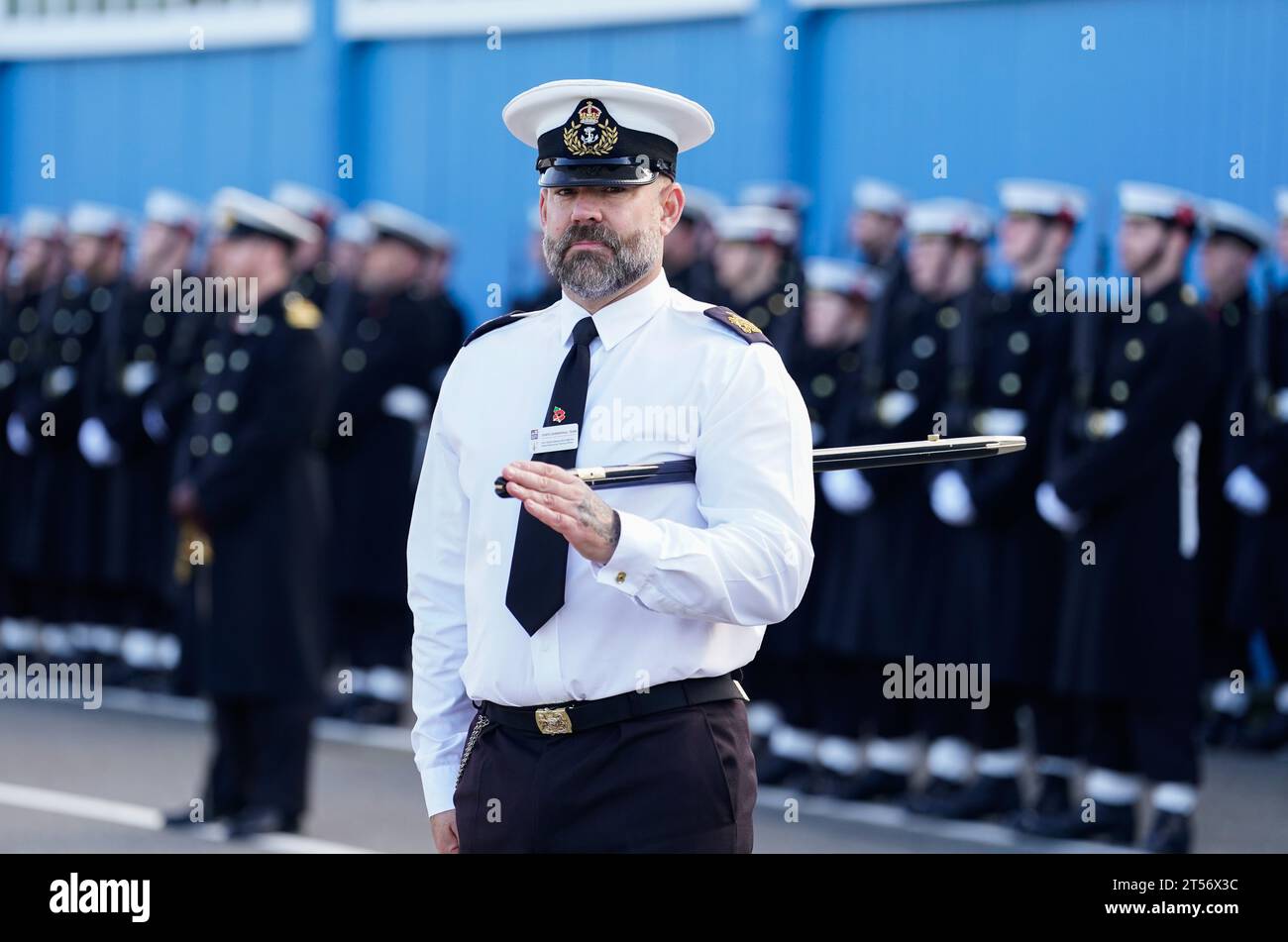 WO1 Darren 'Eddie' Wearing as ratings and officers from the Royal Navy ...