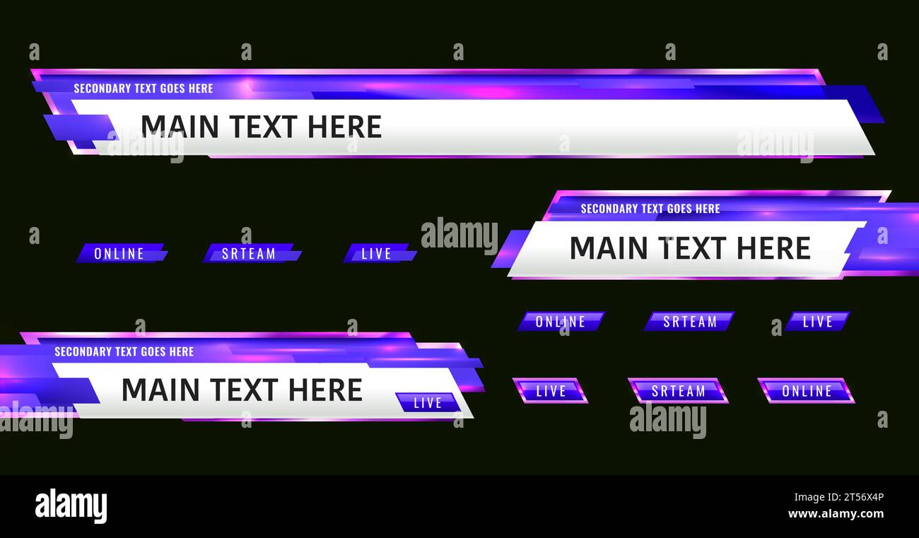 Lower third header, headline and news bar, TV banners. Online media ...