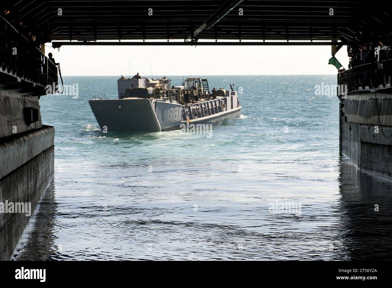 US Navy A landing craft utility departs the well deck of the amphibious ...
