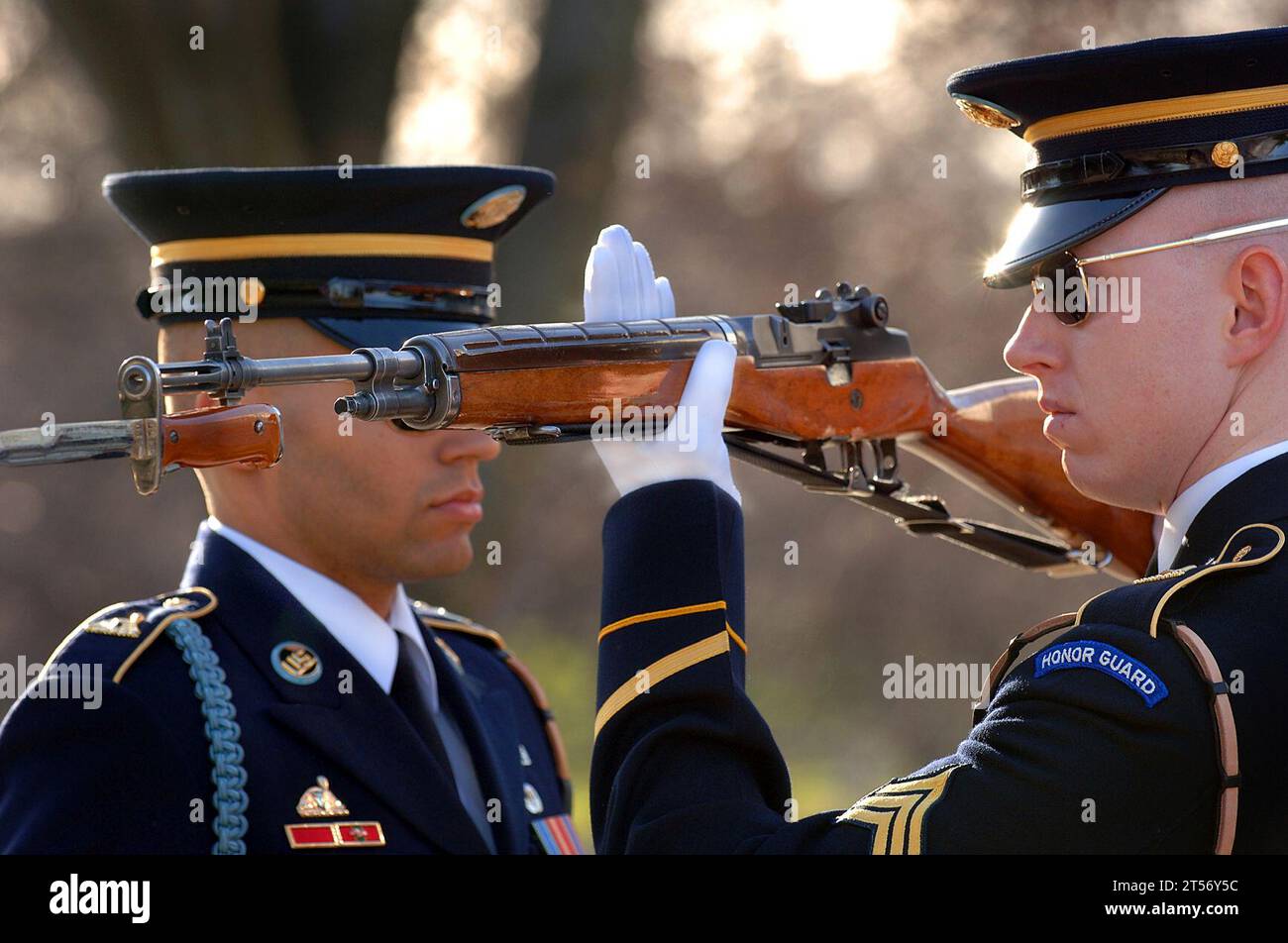 US Navy A member of the 3rd U.S. Infantry, The Old Guard, inspects a ...