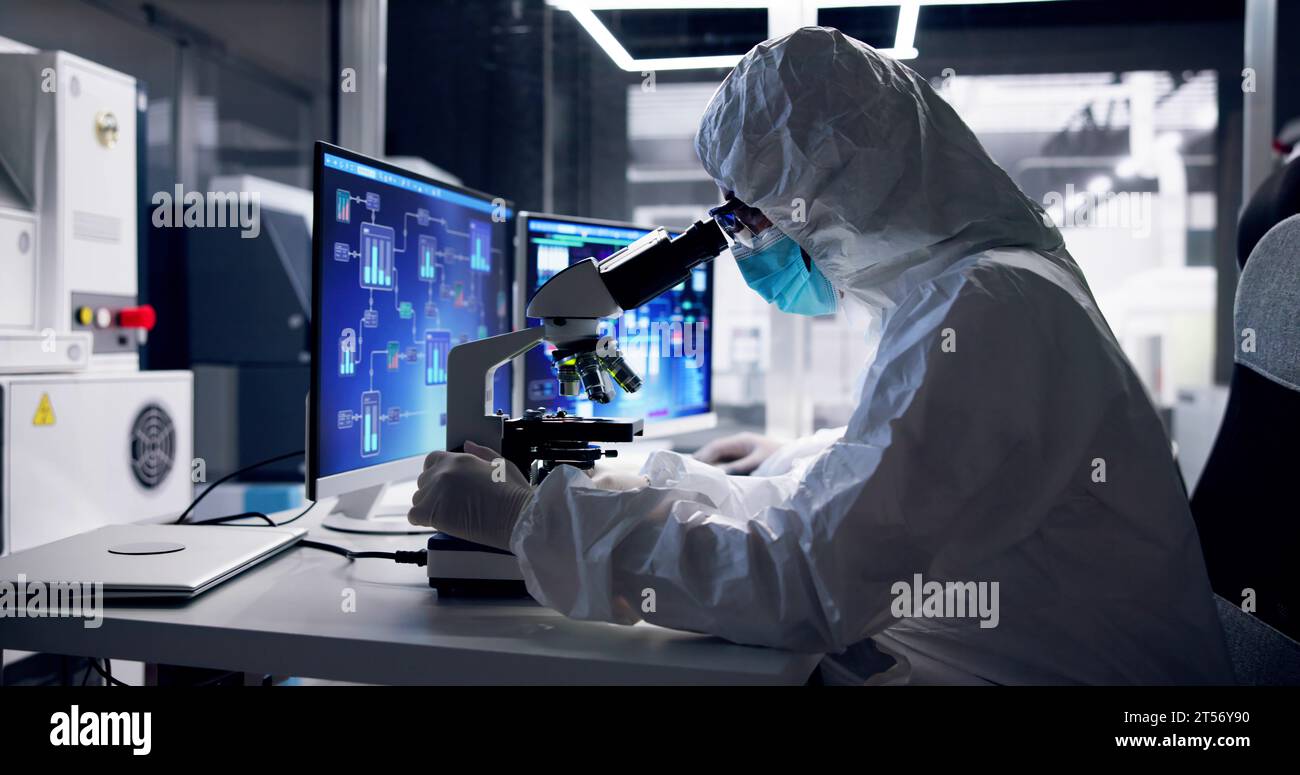 Industrial Medical Factory Research With Microscope In Production ...